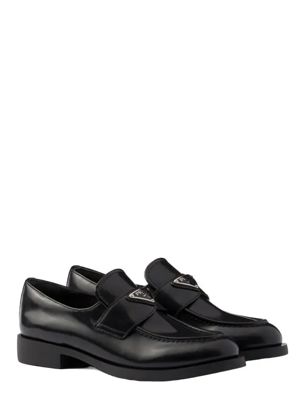 Prada Brushed Leather Loafers - Black