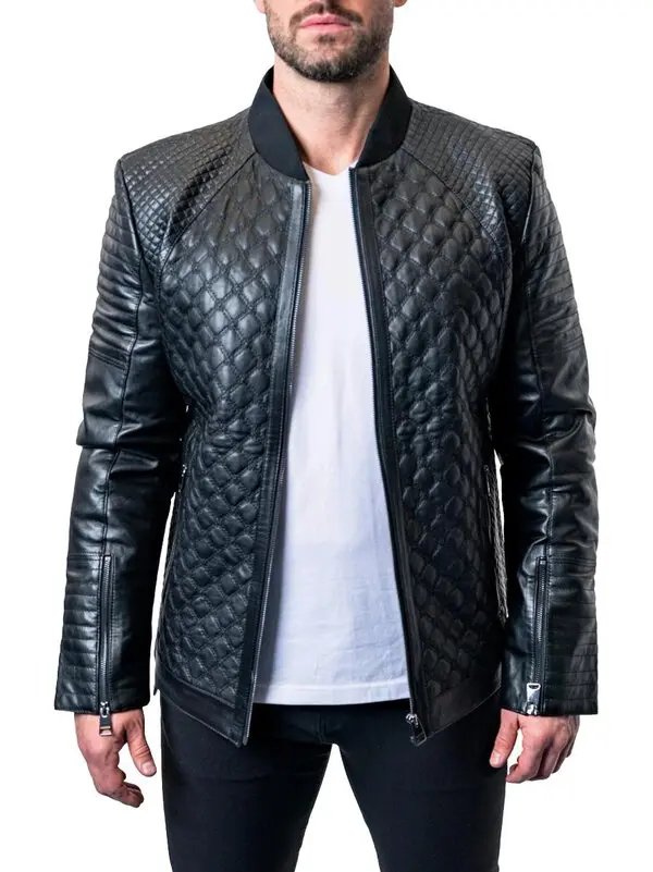 MACEOO Leather Croco Jacket - Black
