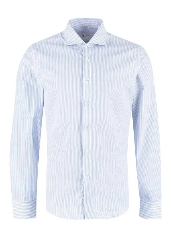 THE (ALPHABET) The Striped Cotton Shirt - Blue