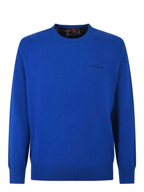 MC2 SAINT BARTH Crew Neck Wool Blend Sweater - Blue