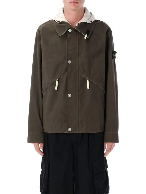 Stone Island Hooded Short Parka - Military Green