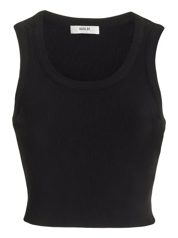 AGOLDE Poppy Cotton-blend Cropped Tank Top - Black