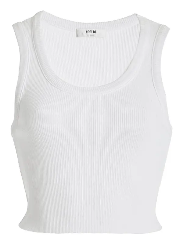 AGOLDE Poppy Cotton-blend Cropped Tank Top - White