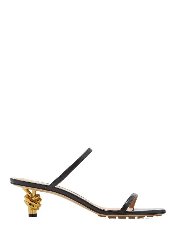 Bottega Veneta Knot Leather Sandals - Black