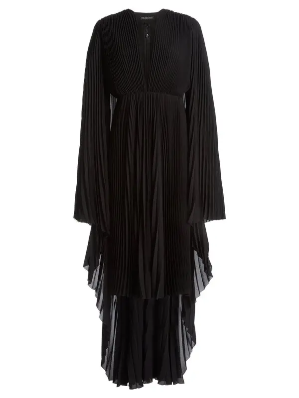 Balenciaga Pleated Tech-crepe Dress - Black
