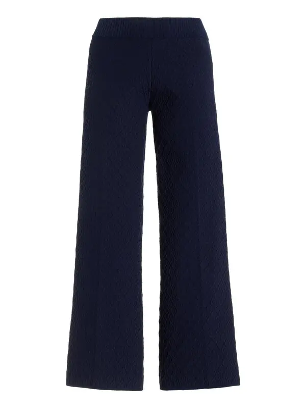 HIGH SPORT Knit Wide-leg Pants - Blue