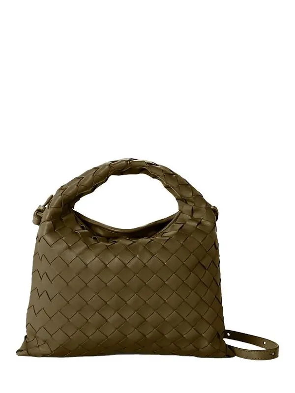 Bottega Veneta Mini Hop Intrecciato Shoulder Bag - Khaki/brass