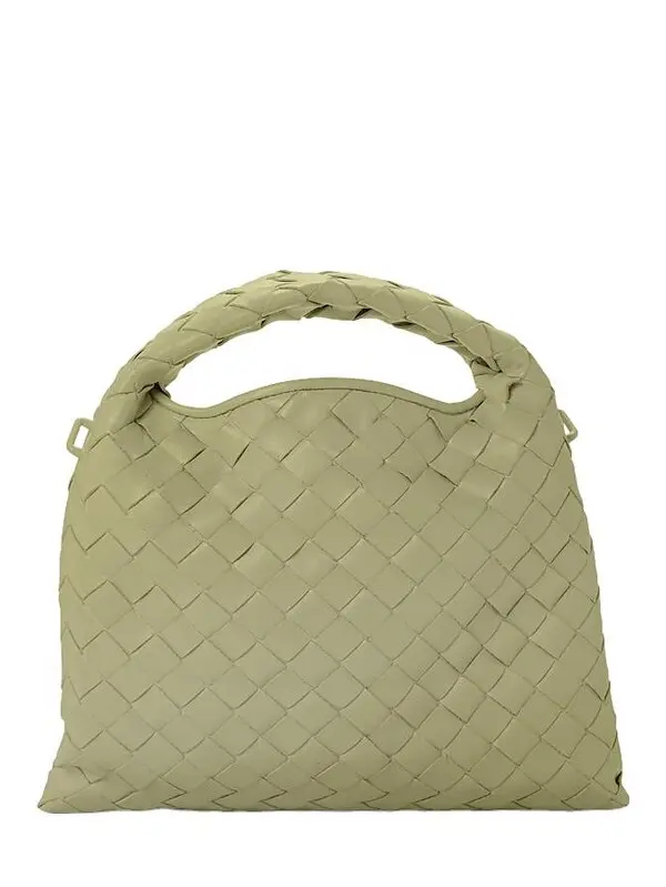 Bottega Veneta Mini Hop Intrecciato Shoulder Bag - Travertine/brass