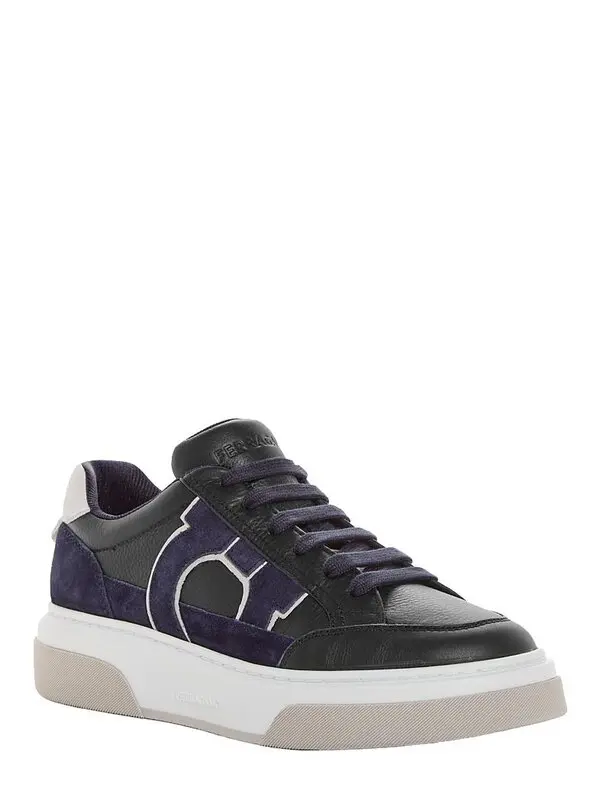 FERRAGAMO Cassina Leather Sneakers - Navy