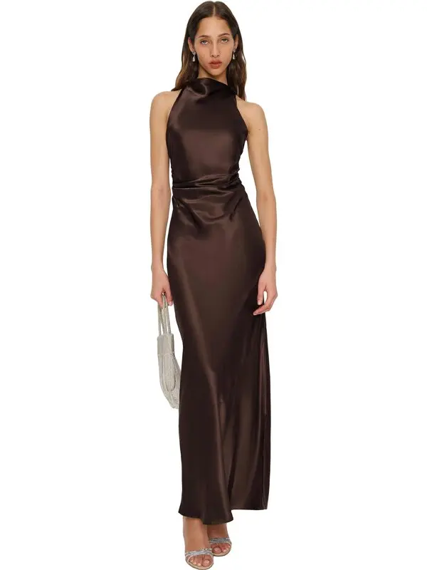 REFORMATION Anaiis Silk Maxi Dress - Brown