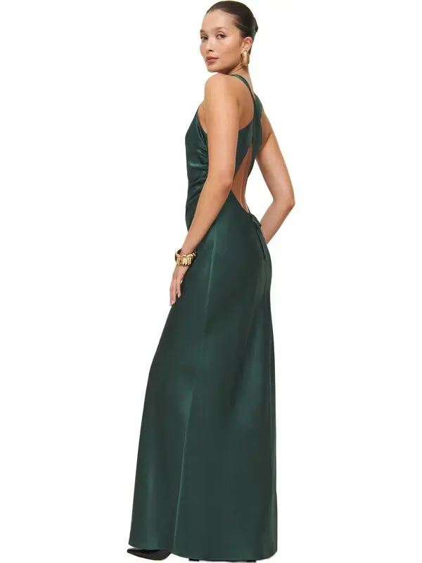 REFORMATION Anaiis Silk Maxi Dress - Forest