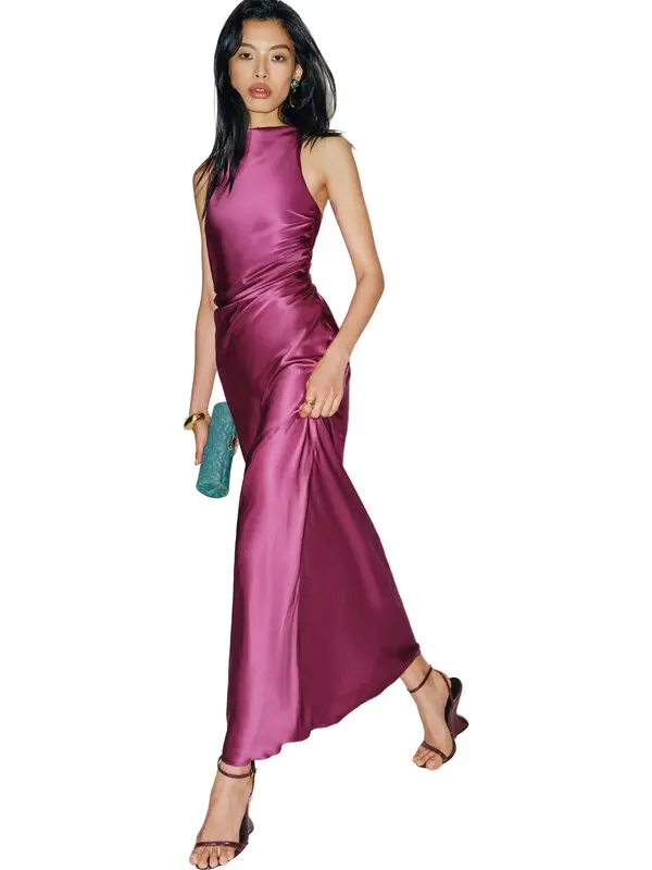 REFORMATION Anaiis Silk Maxi Dress - Pink