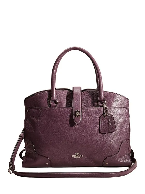 COACH Restored Mercer Satchel - Silver/eggplant