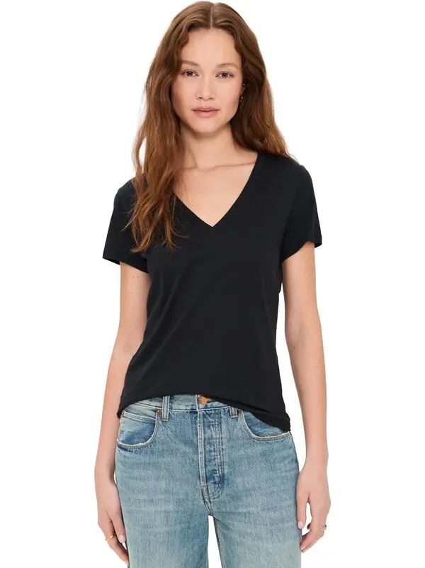 Vince Essential V-neck Tee - Black