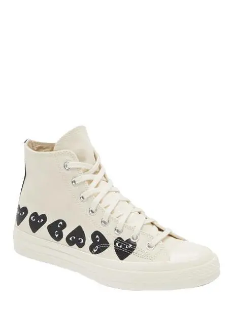 Play Comme Des Garcon X Converse Chuck Taylor High Top Sneakers - Beige