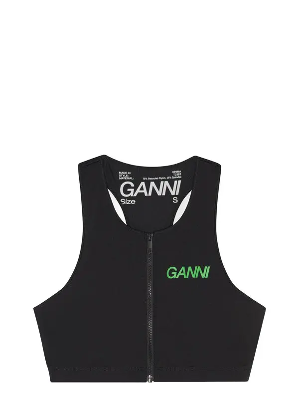 GANNI Active Racerback Zipper Top - Black