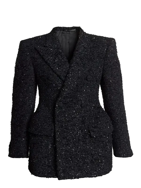 Balenciaga Boucle Hourglass Coat - Noir