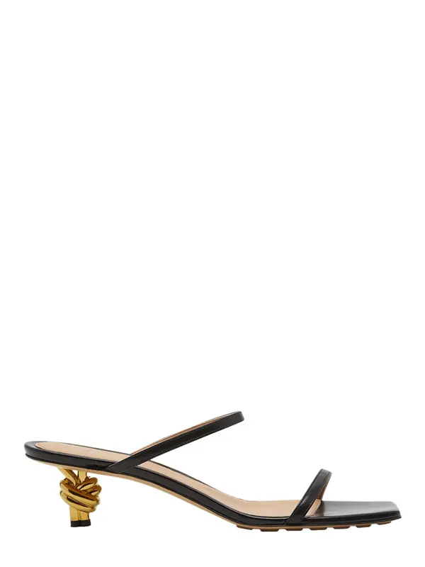 Bottega Veneta Leather Knot Heel Slide Sandals - Black