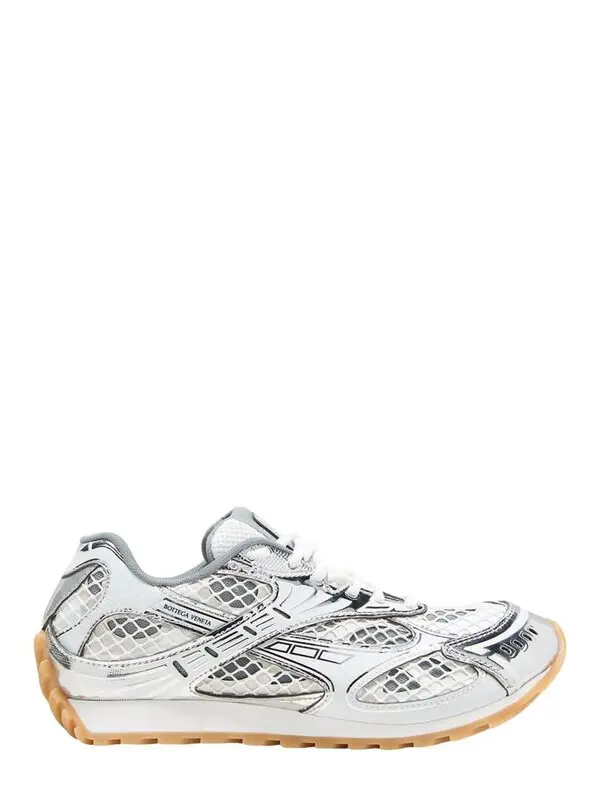 Bottega Veneta Orbit Metallic Net Runner Sneakers - Silver