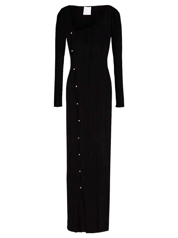 Paris Georgia Lola Studded Ribbed-knit Maxi Dress - Black