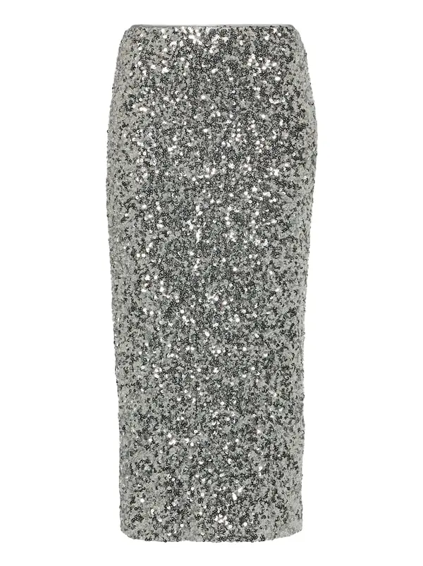 Remain Birger Christensen Sequined Midi Skirt - Silver