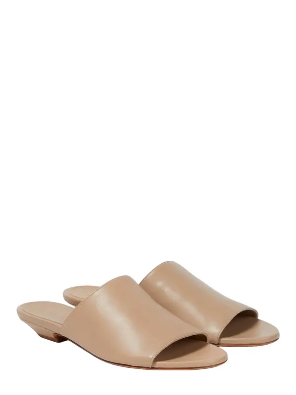 Khaite Marion Leather Slides - Beige