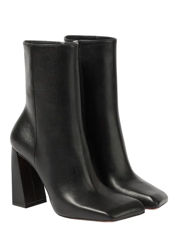 Amina Muaddi Marine 95 Leather Ankle Boots - Black