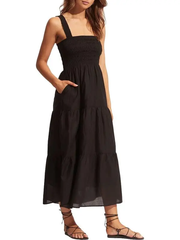 Seafolly Faithful Cover-up Midi Sundress - Black