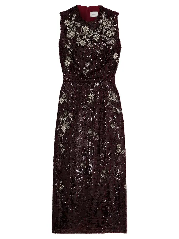 Erdem Embellished Georgette Midi Dress - Purple