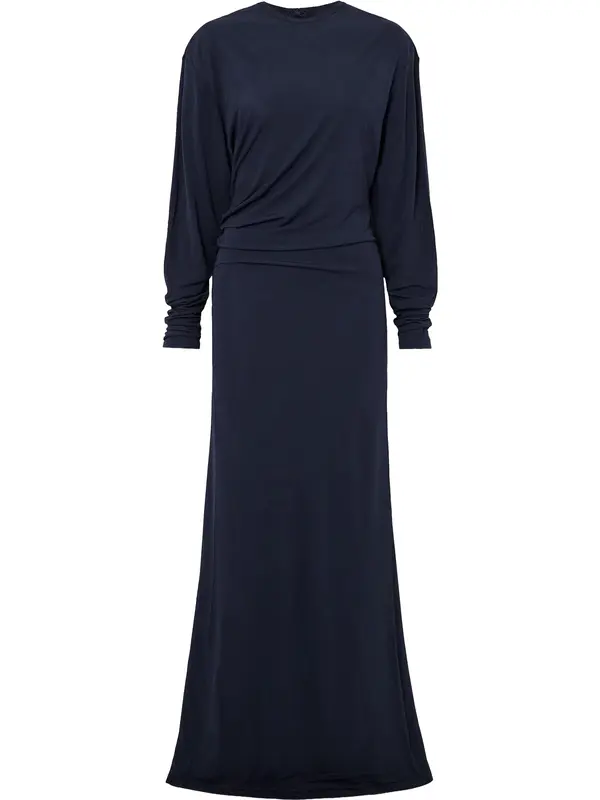 Christopher Esber Draped Glossed-jersey Maxi Dress - Blue