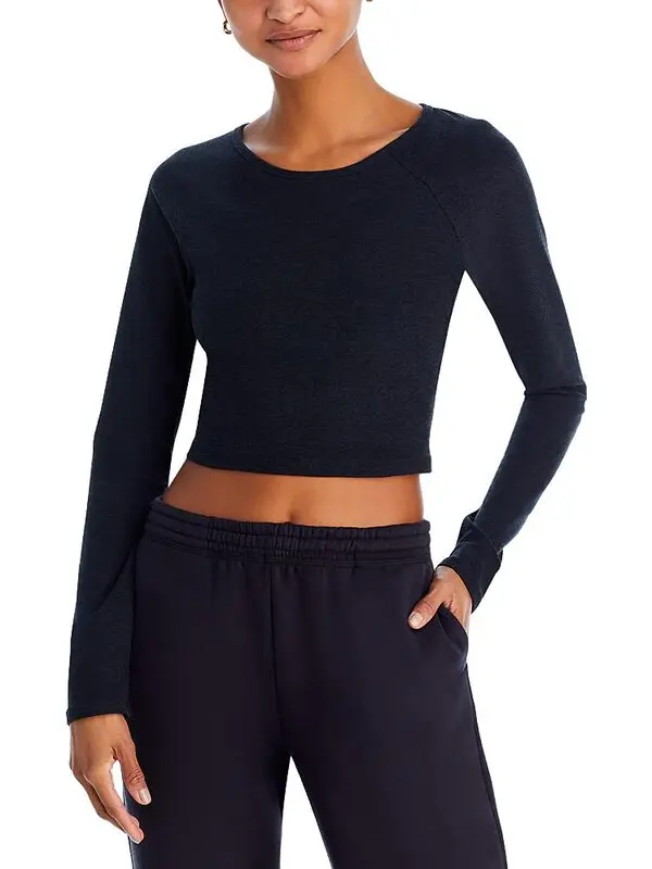 Beyond Yoga Spacedye Enlightened Cropped Pullover Top - Darkest Night