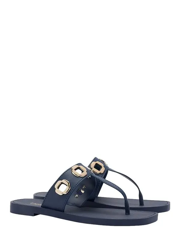 Larroude Milan Grommet Thong Sandals - Indigo