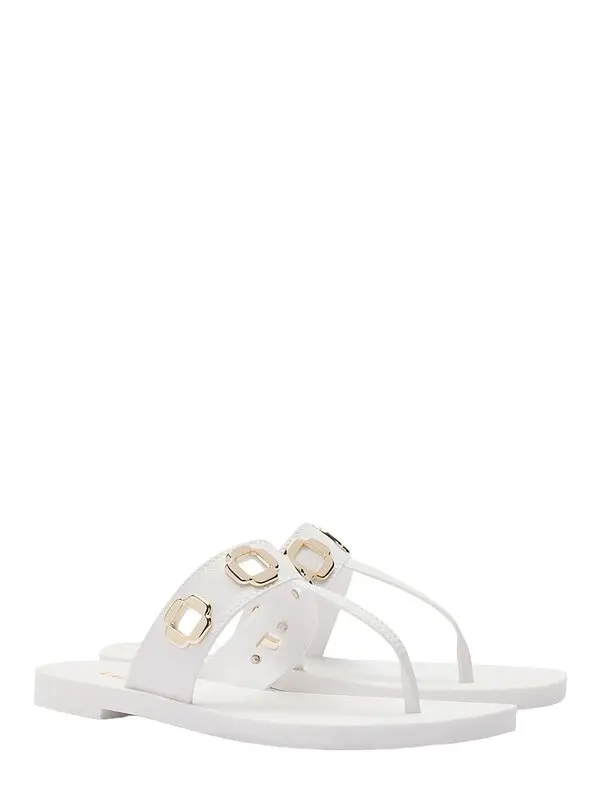 Larroude Milan Grommet Thong Sandals - White