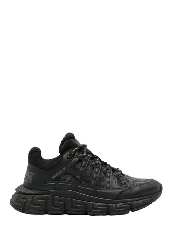 Versace Trigreca Barocco-jacquard Sneakers - Black