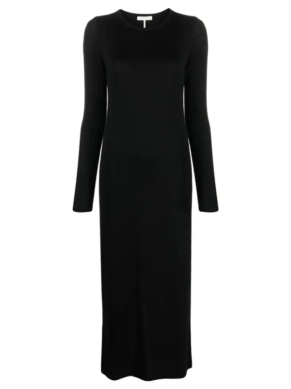 Rag & Bone Crew-neck Fine-knit Maxi Dress - Black