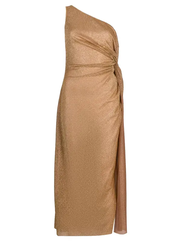 Oseree Knot-embellished Metallic Midi Dress - Gold