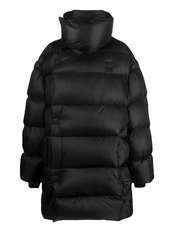 Rick Owens Funnel-neck Quilted Down Coat - Black