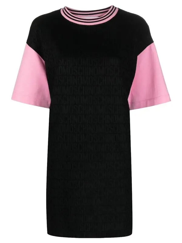 Moschino Logo-jacquard Panelled Mini Dress - Black