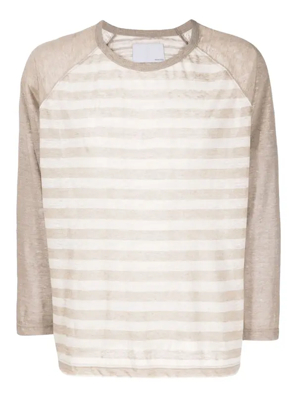 PRIVATE STOCK LABS Striped Linen Jumper - Brown