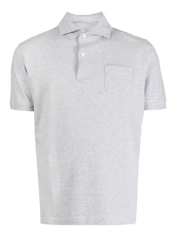 PRIVATE STOCK LABS The Leopold Striped Polo Shirt - Grey