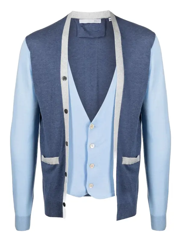 PRIVATE STOCK LABS The Harold Colour-block Cardigan - Blue