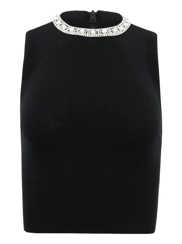 Alice + Olivia Amity Pearl-embellished Top - Black