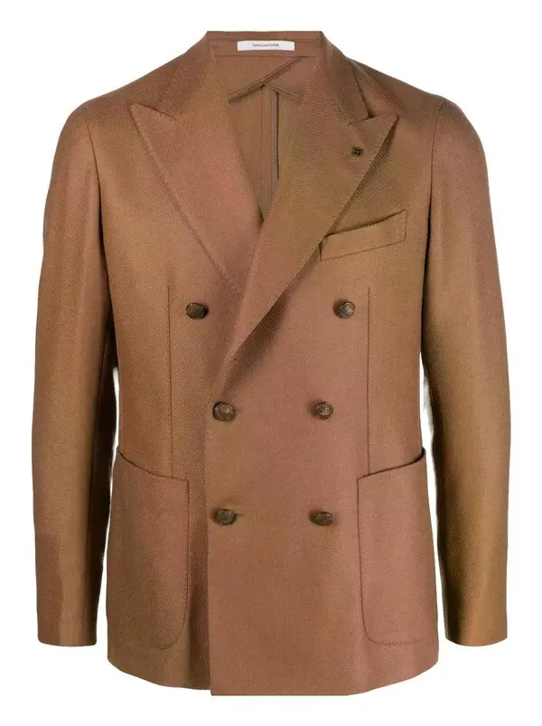Tagliatore Virgin-wool Double-breasted Blazer - Brown