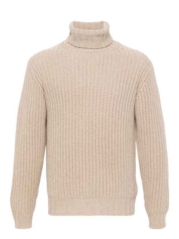 DELL'OGLIO Roll-neck Cashmere Jumper - Neutrals