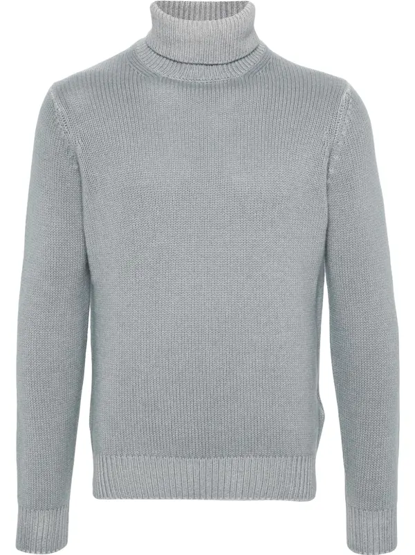 DELL'OGLIO Roll-neck Knit Jumper - Grey