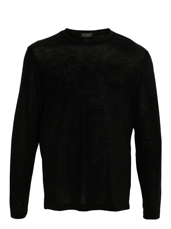 DELL'OGLIO Long-sleeve Merino-wool T-shirt - Black