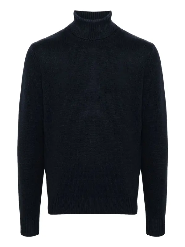 DELL'OGLIO Roll-neck Knit Jumper - Blue