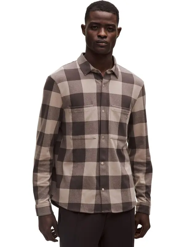Lululemon Soft Knit Overshirt - Check Plaid Nutmeg Dark Chestnut