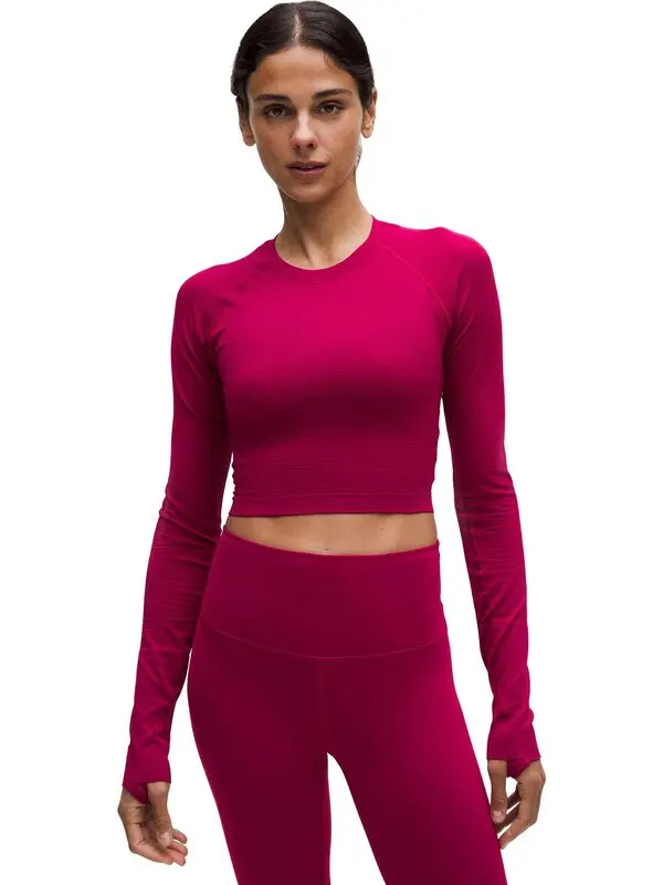 Lululemon Swiftly Tech Cropped Long-sleeve Shirt 2.0 - Berry Rumble/berry Rumble