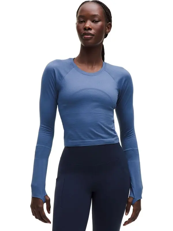 Lululemon Swiftly Tech Cropped Long-sleeve Shirt 2.0 - Brilliant Blue/brilliant Blue